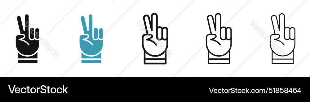 Hand scissors icon set in black and blue colors Vector Image