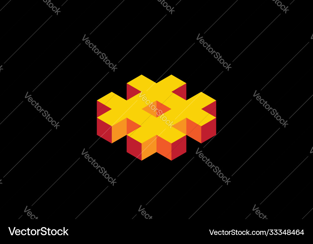 Isometric cube hash tag logo Royalty Free Vector Image