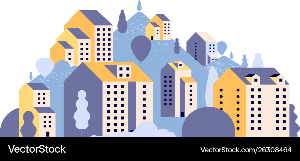 Minimalist Cityscape Houses Royalty Free Vector Image