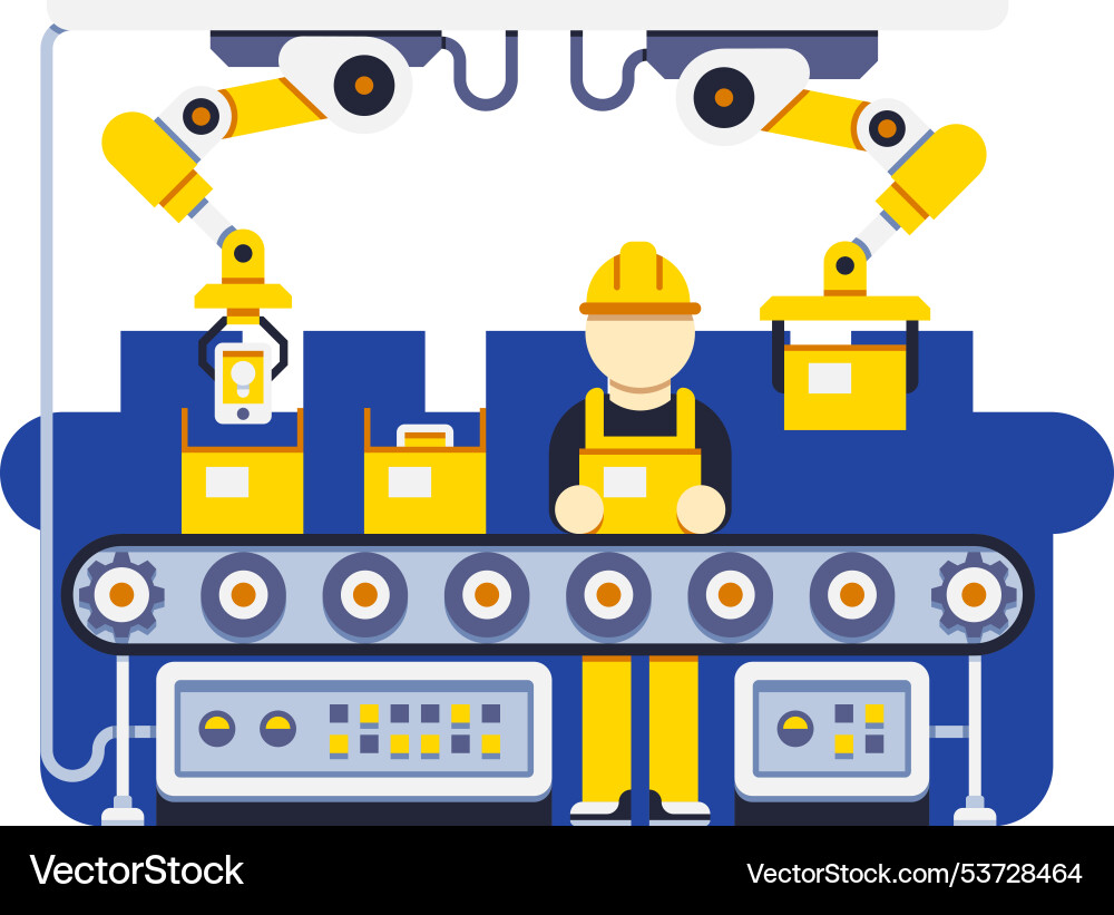 Packaging production on manufacture worker Vector Image