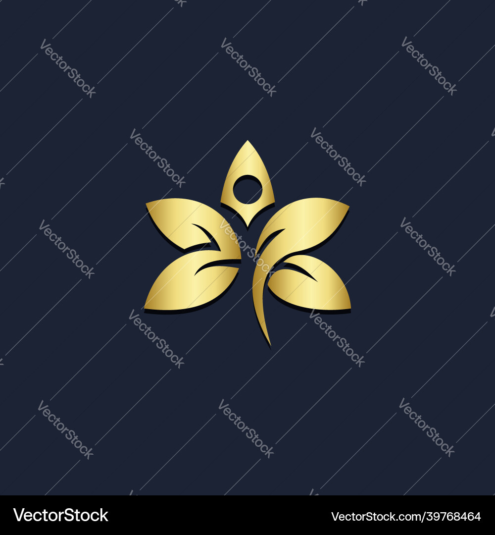 Plant leaf organic gold logo Royalty Free Vector Image