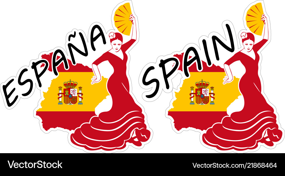 Spain in stickers Royalty Free Vector Image - VectorStock