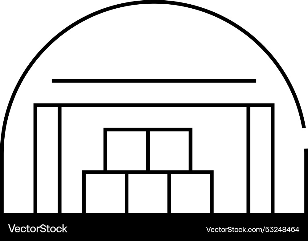 Warehouse building line icon isolated Royalty Free Vector