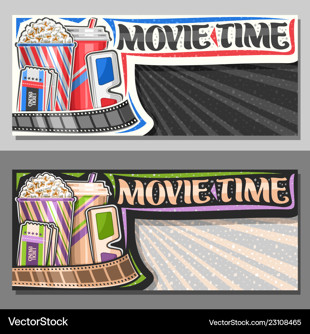 Banners for movie time Royalty Free Vector Image