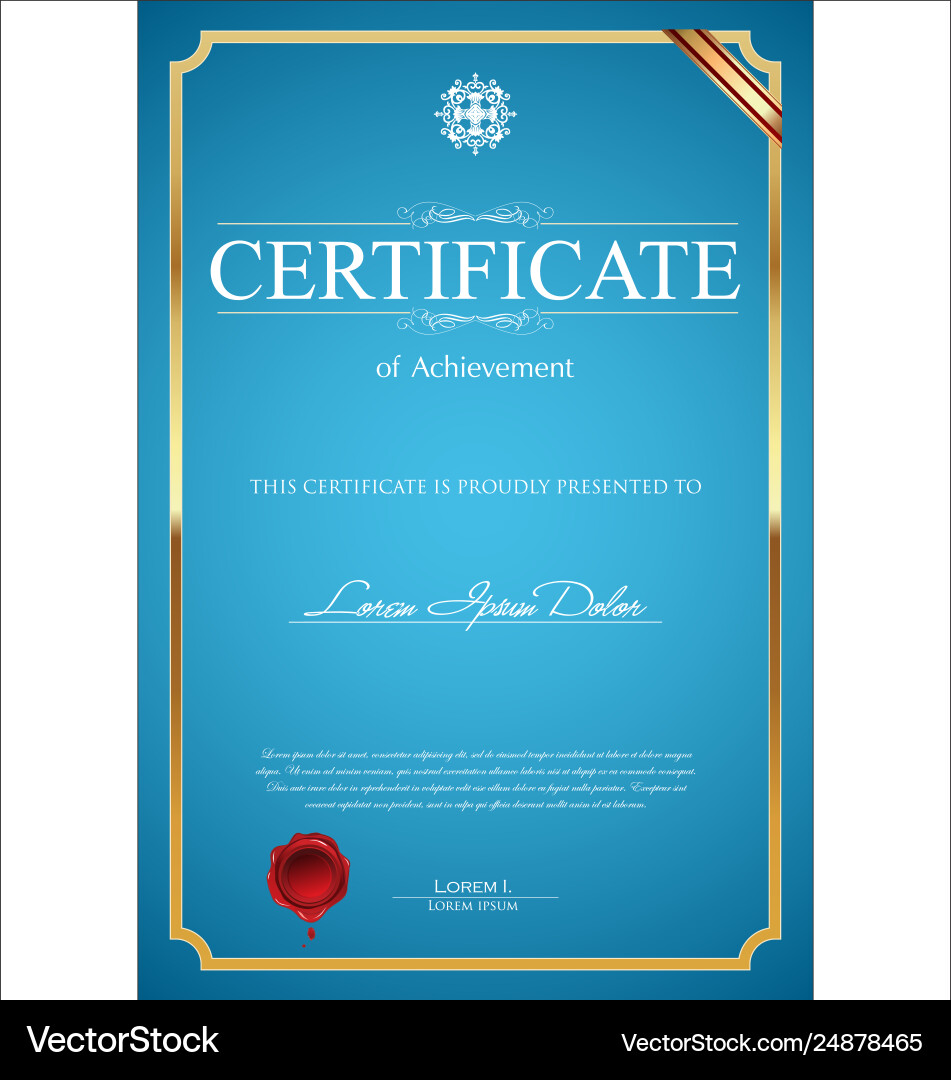 Blue certificate template Royalty Free Vector Image