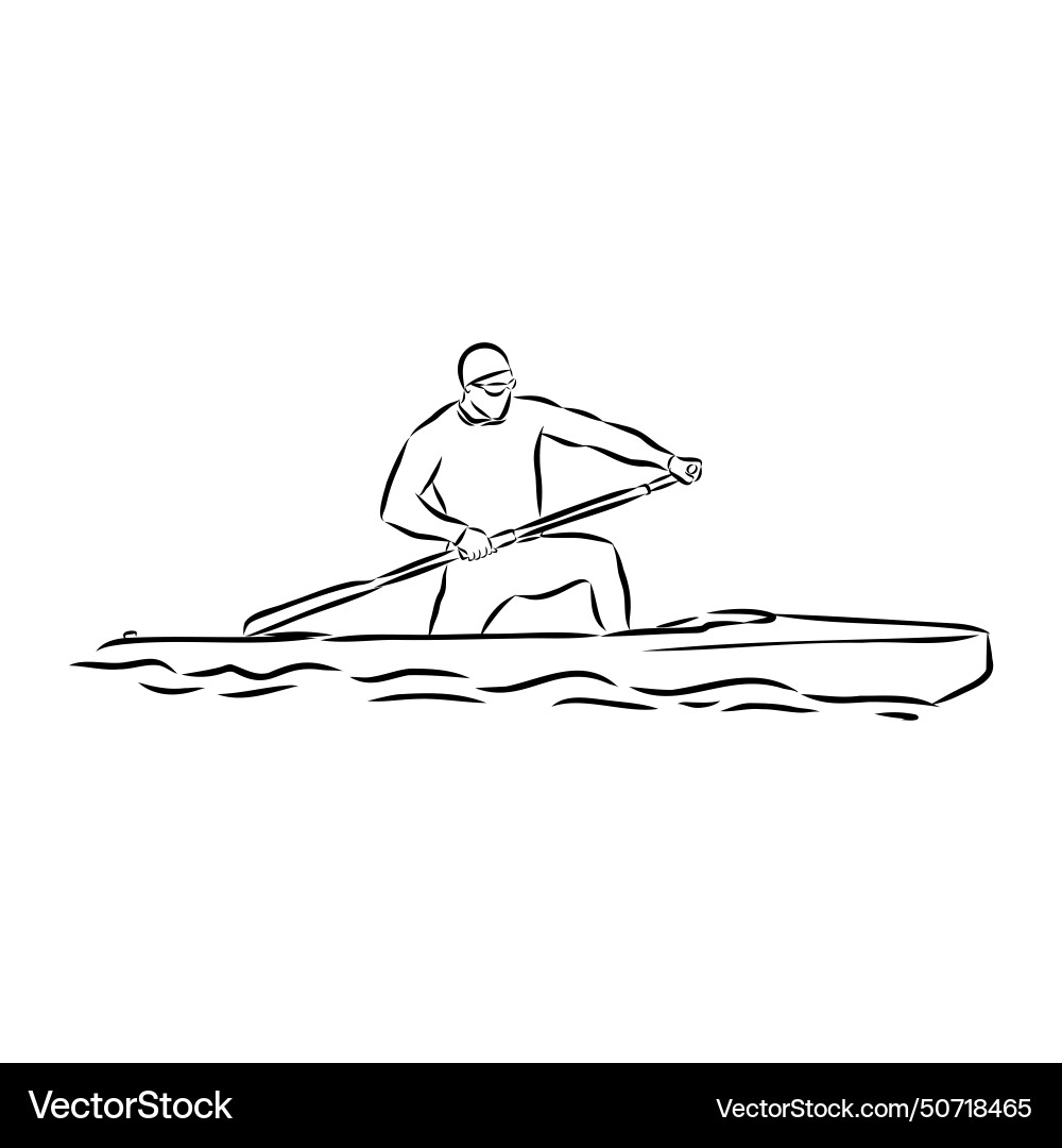 Doodle style canoe and paddles sketch in format Vector Image