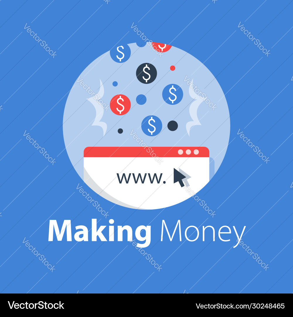 Earn money online pay per click Royalty Free Vector Image