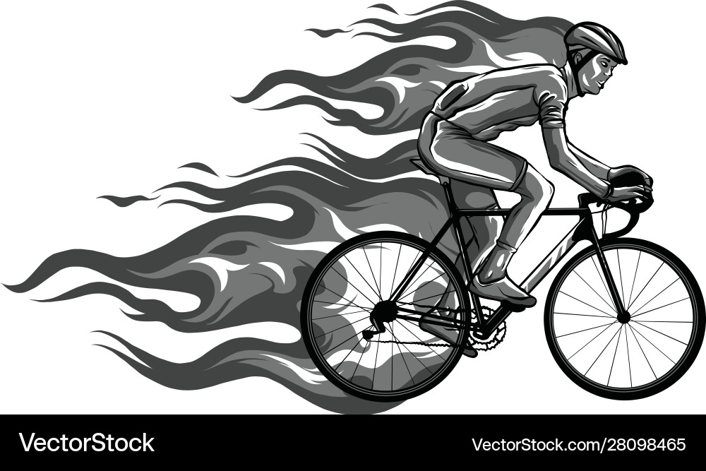Flaming Bicycle Race Silhouette Royalty Free Vector Image