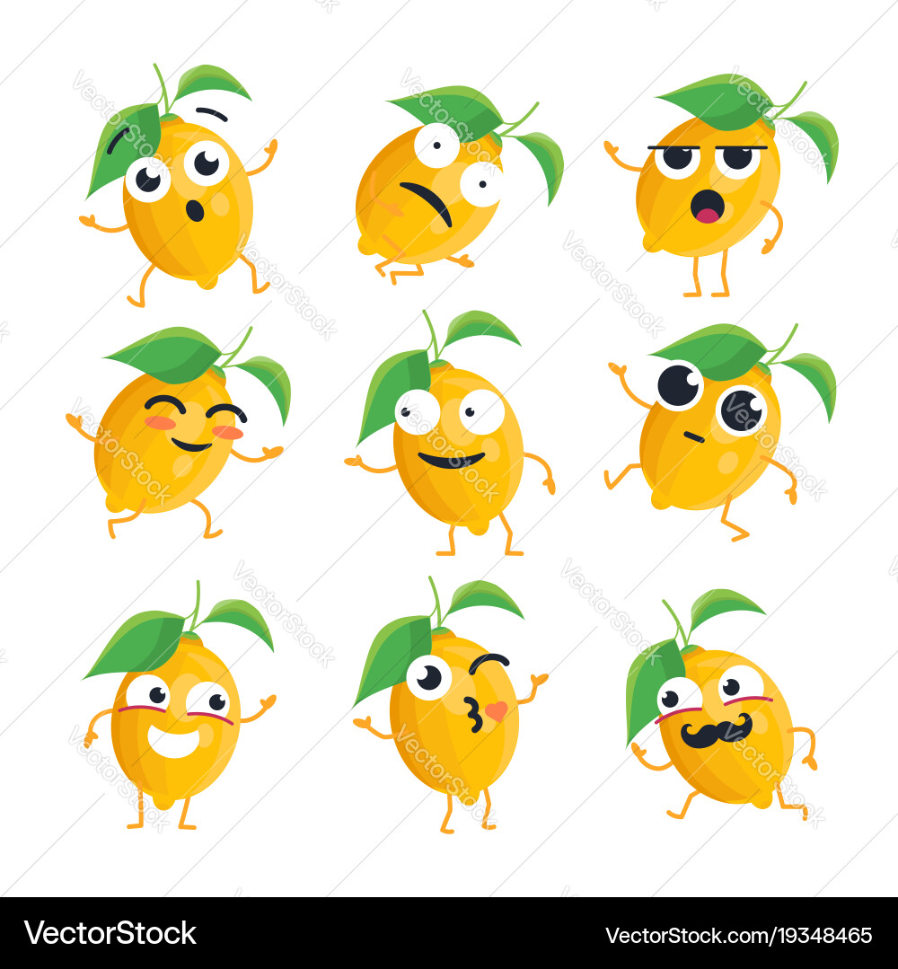 Funny lemon - isolated cartoon emoticons Vector Image
