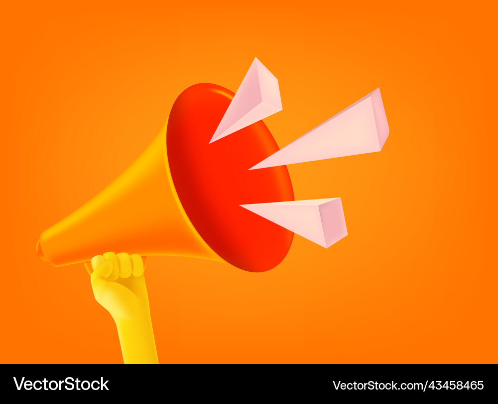 Loudspeaker with announcement 3d Royalty Free Vector Image