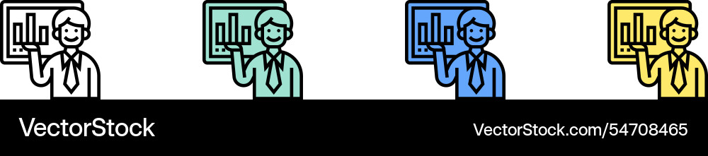 Manager icon outline green blue and yellow style Vector Image