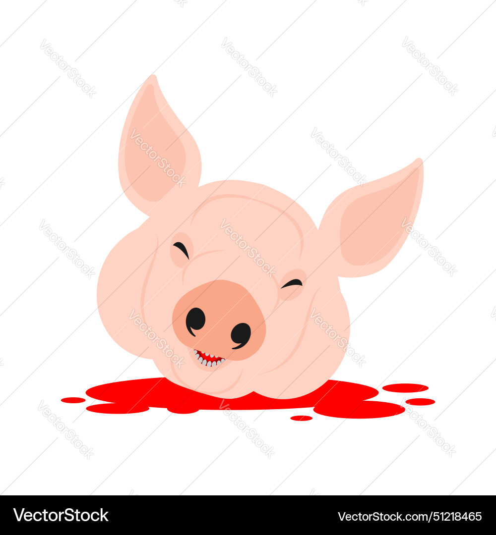 Pig head severed and blood decapitated Royalty Free Vector