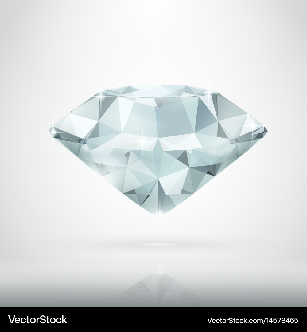 Realistic diamond isolated on white Royalty Free Vector