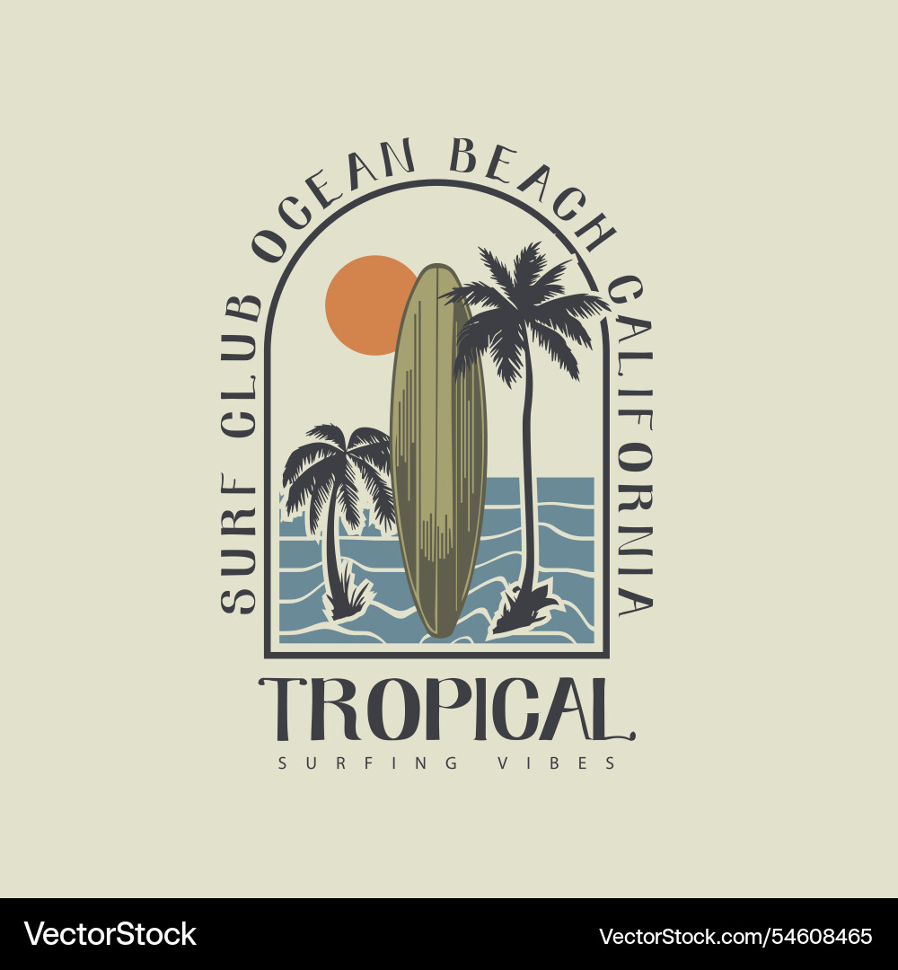 Retro Surf Club - Ocean Beach Royalty Free Vector Image