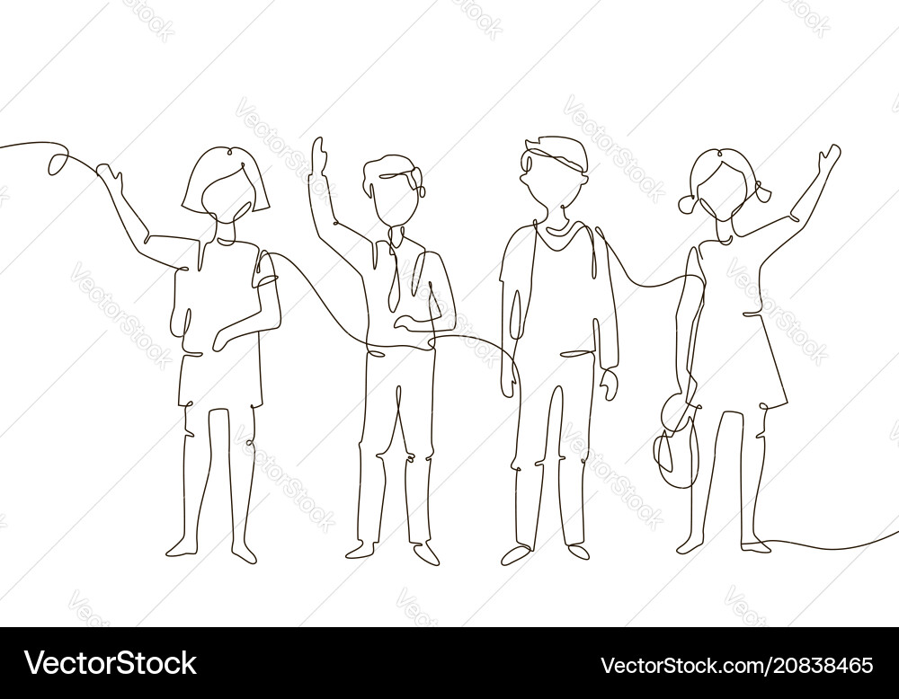 School Children - Line Art Royalty Free Vector Image