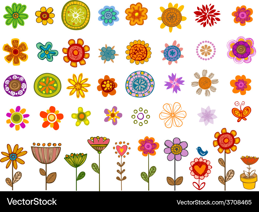 Set 41 flower very useful for creation any design Vector Image