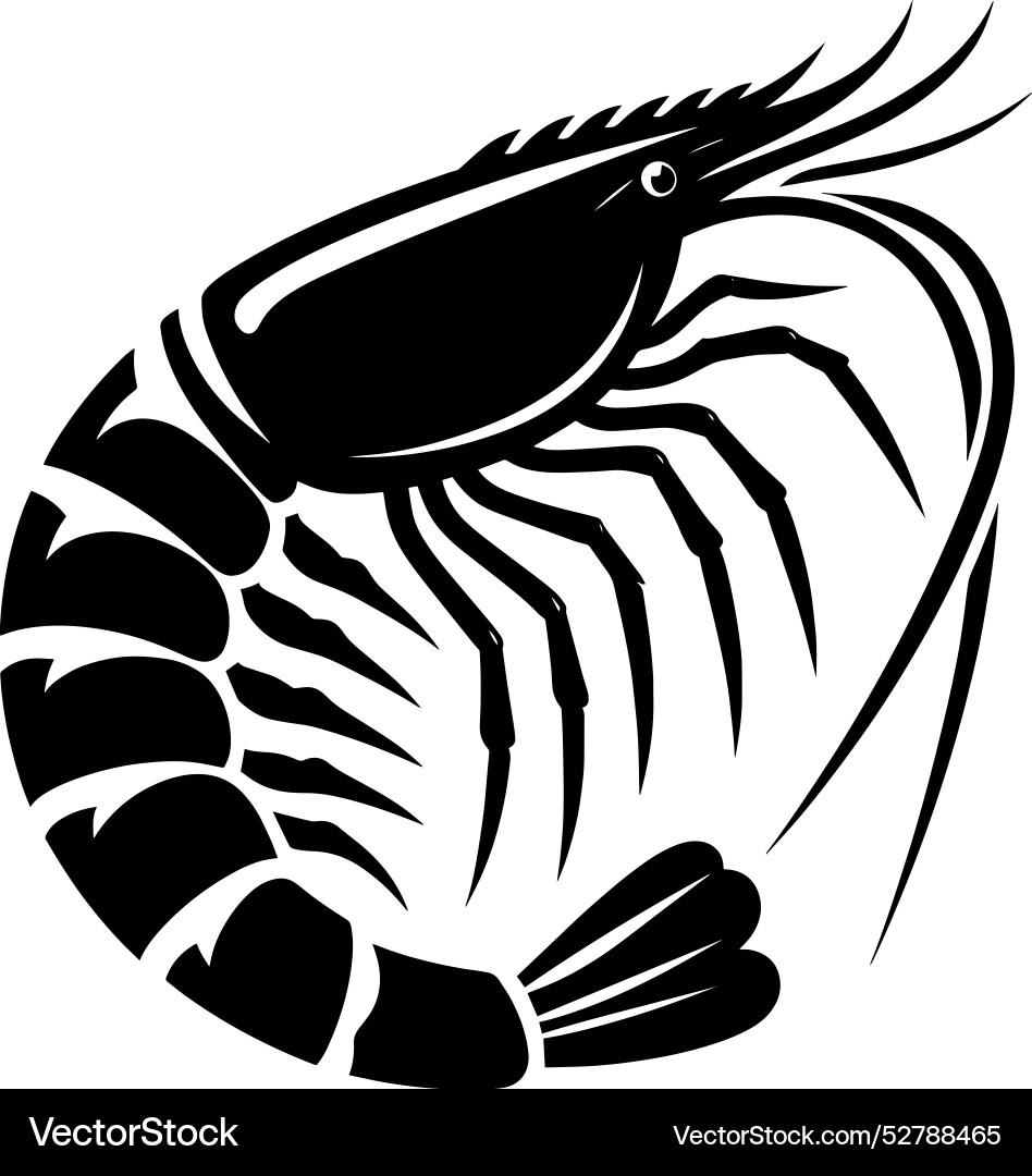 Shrimp silhouette isolated on white background Vector Image