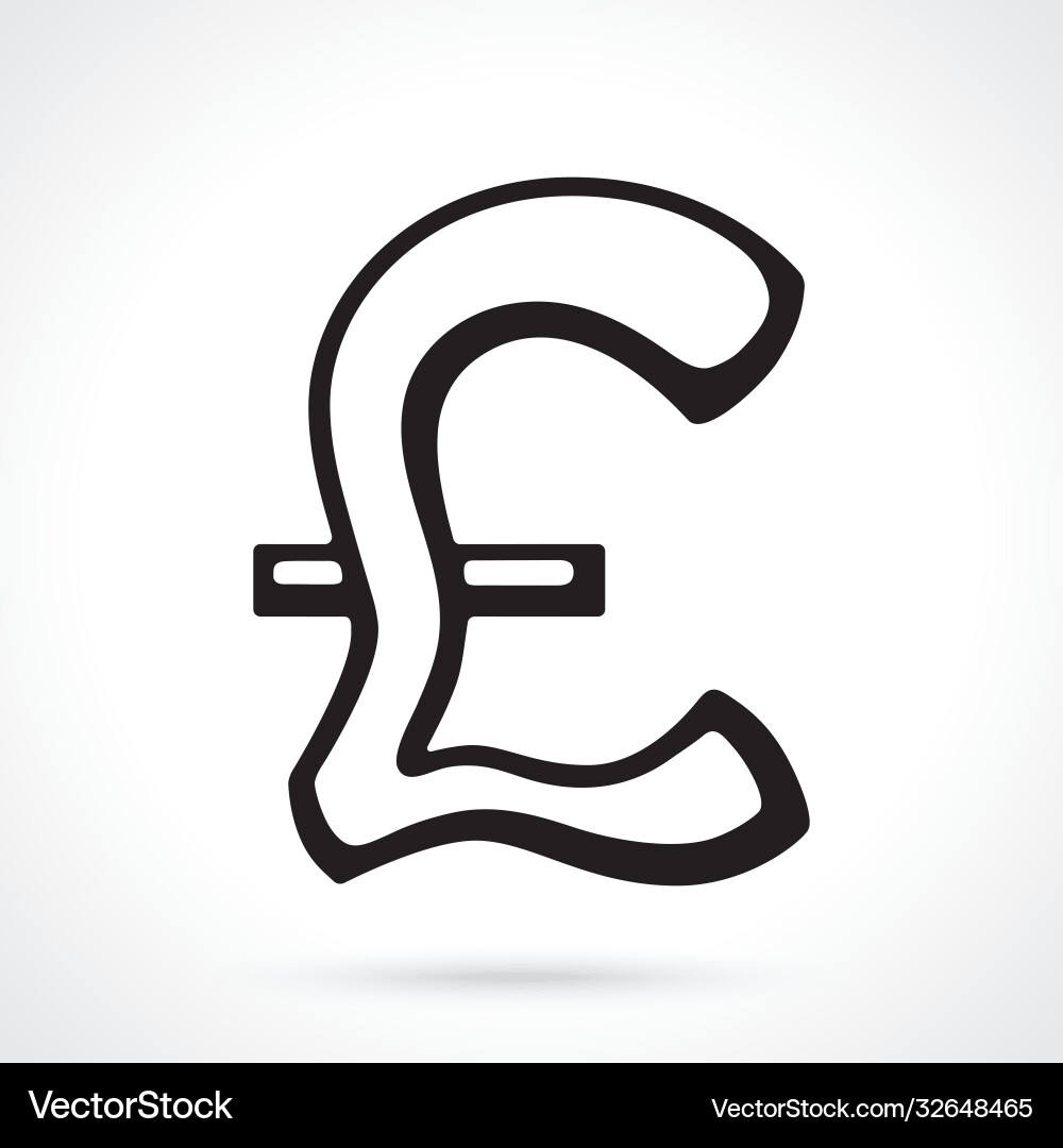 Silhouette british pound sign Royalty Free Vector Image