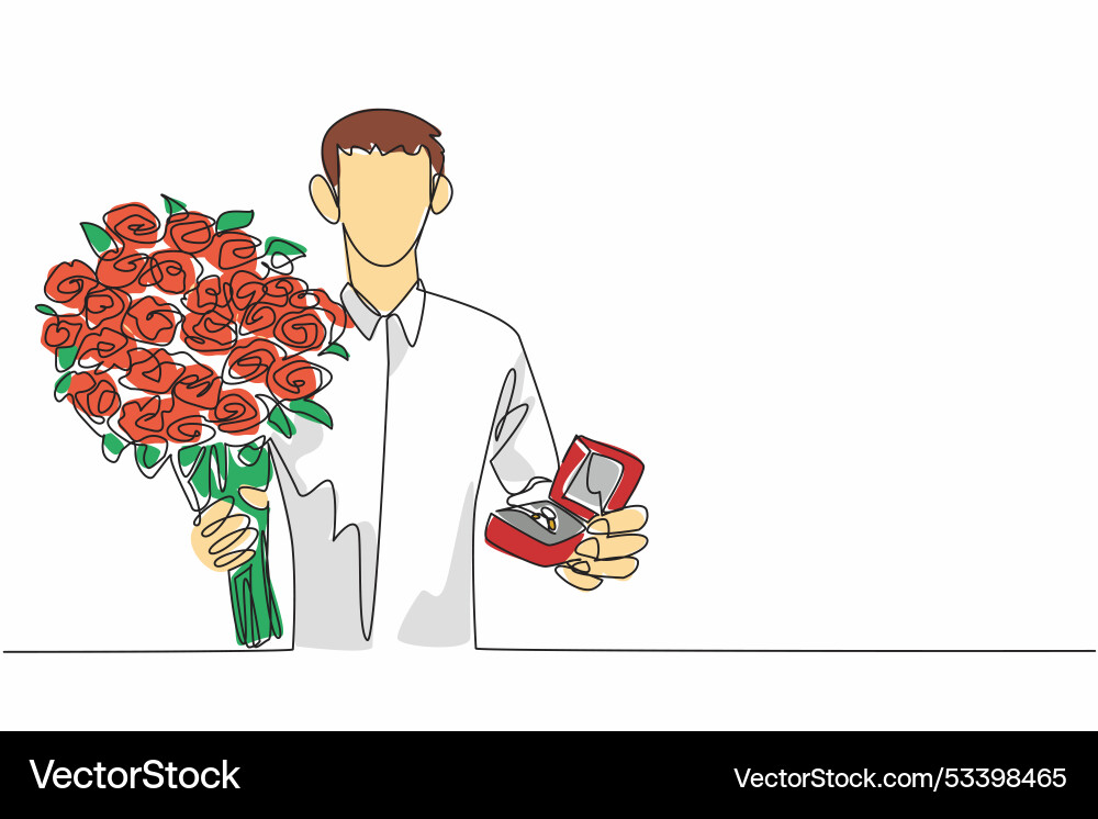 Single one line drawing a well-dressed young man Vector Image