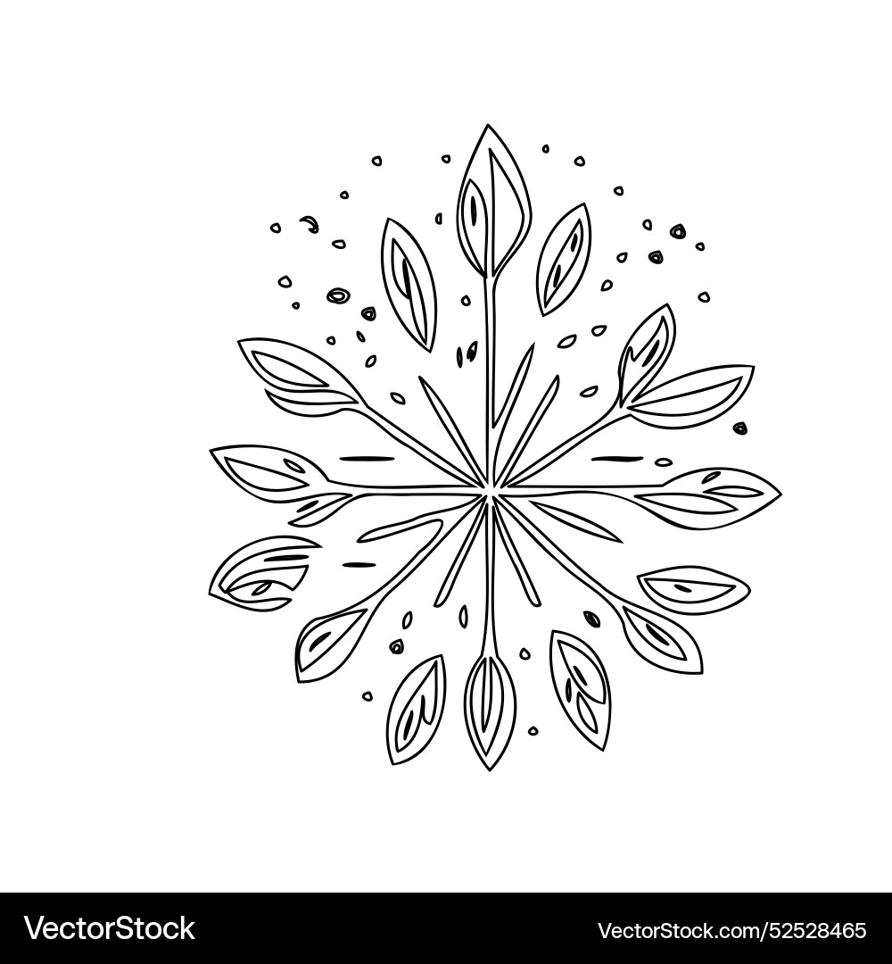 Snow flake outline sketch Royalty Free Vector Image