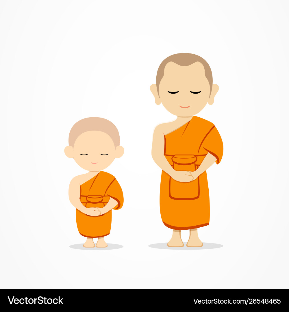 Thai monks and novice stand up isolat Royalty Free Vector