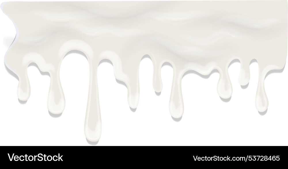 White liquid border dripping cream realistic Vector Image
