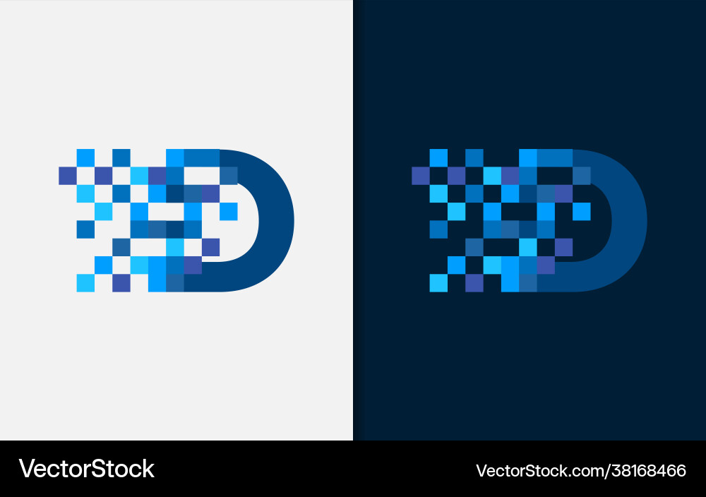 Abstract digital letter d logo design Royalty Free Vector