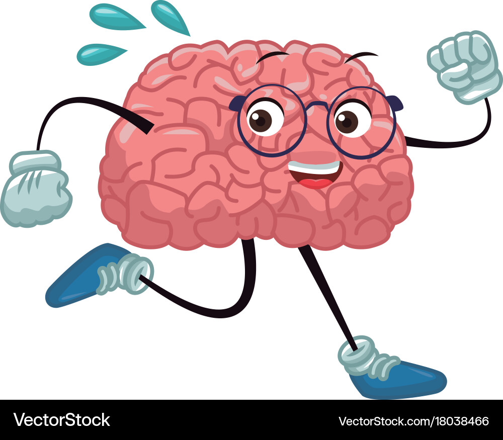 Brain cartoon running Royalty Free Vector Image