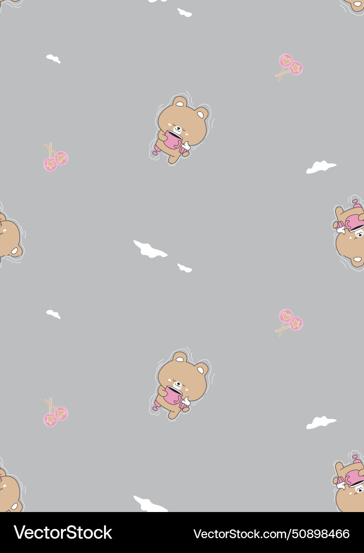 Cute teddy pattern for kids Royalty Free Vector Image