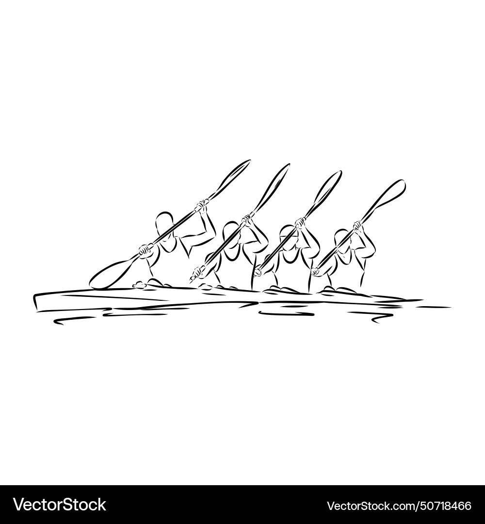 Doodle style canoe and paddles sketch in format Vector Image