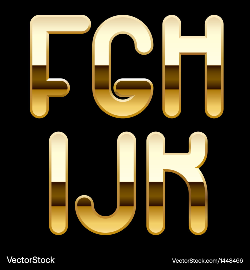Gold alphabet letters Royalty Free Vector Image