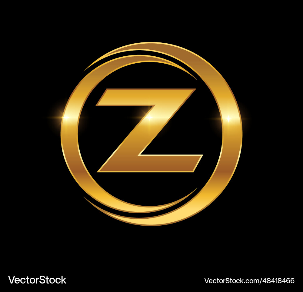 Golden circle monogram logo initial letter z Vector Image