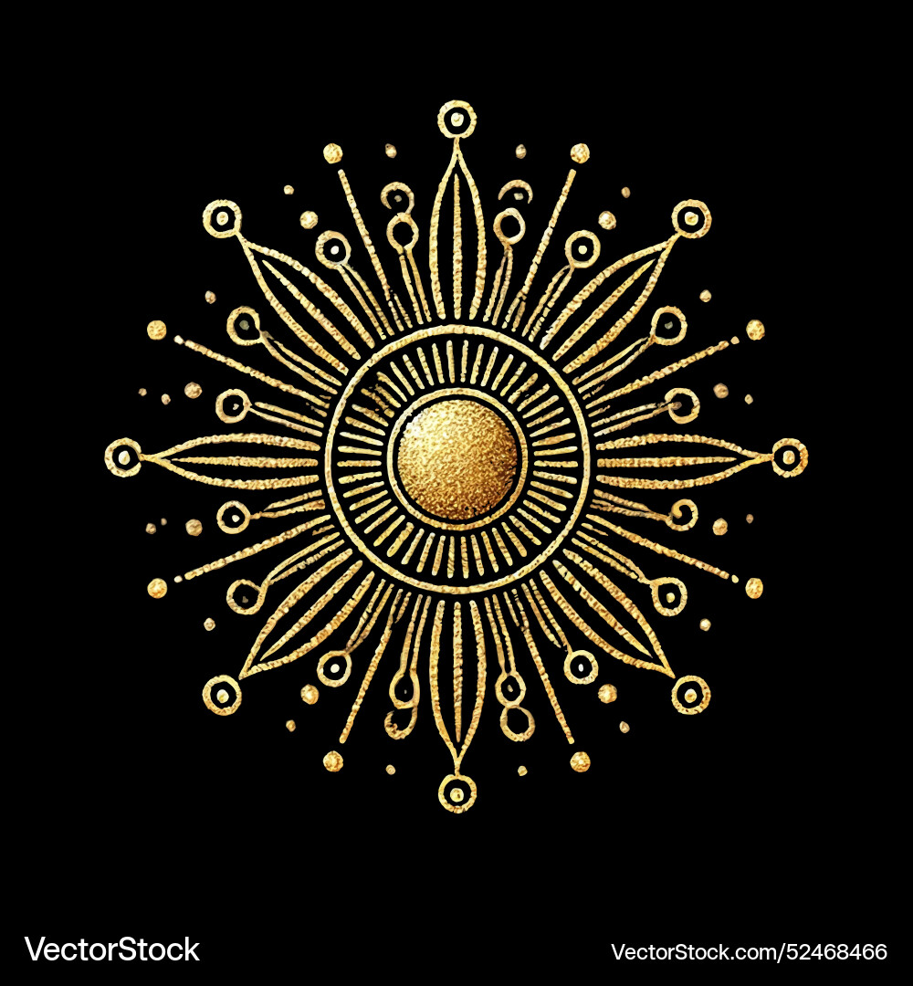 Golden glittery lines sun pattern on black Vector Image