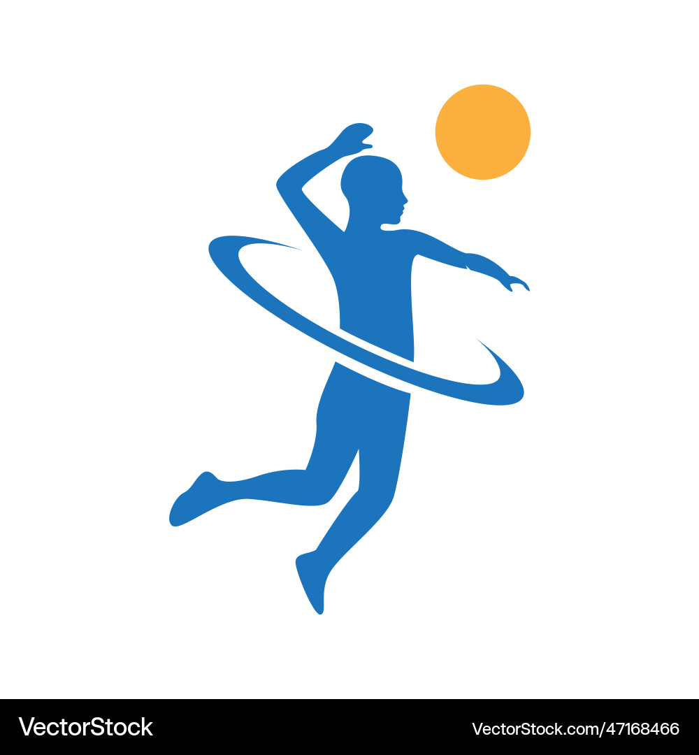 Isolated simple jump serve volleyball logo design Vector Image