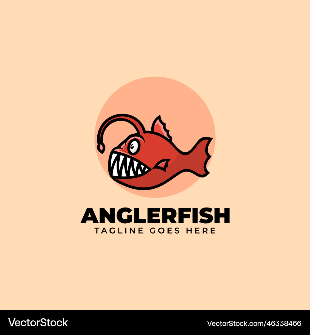 Logo anglerfish mascot cartoon style Royalty Free Vector