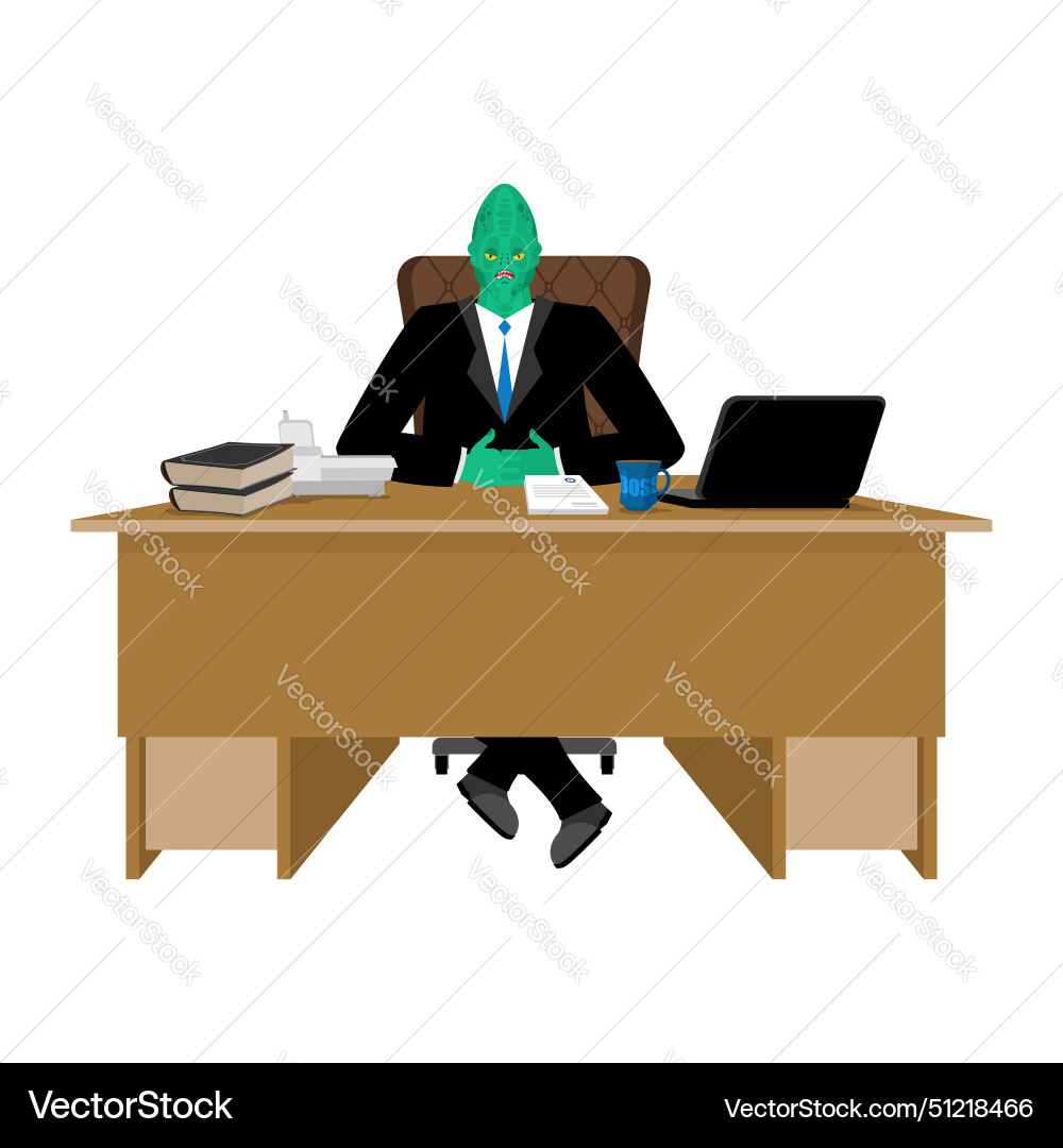 Reptilian boss alien land invaders Royalty Free Vector Image