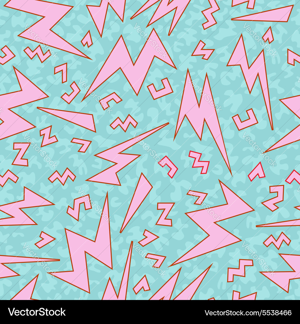 Retro 80s lightning bolts pattern Royalty Free Vector Image