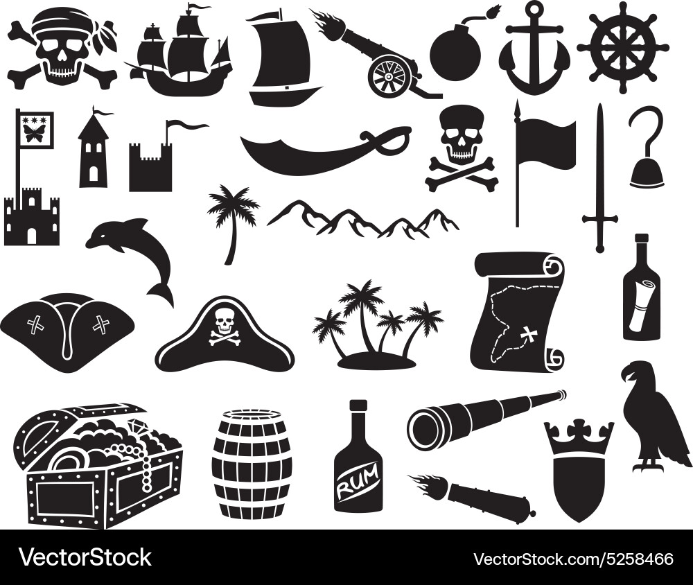 Set of pirate icons Royalty Free Vector Image - VectorStock