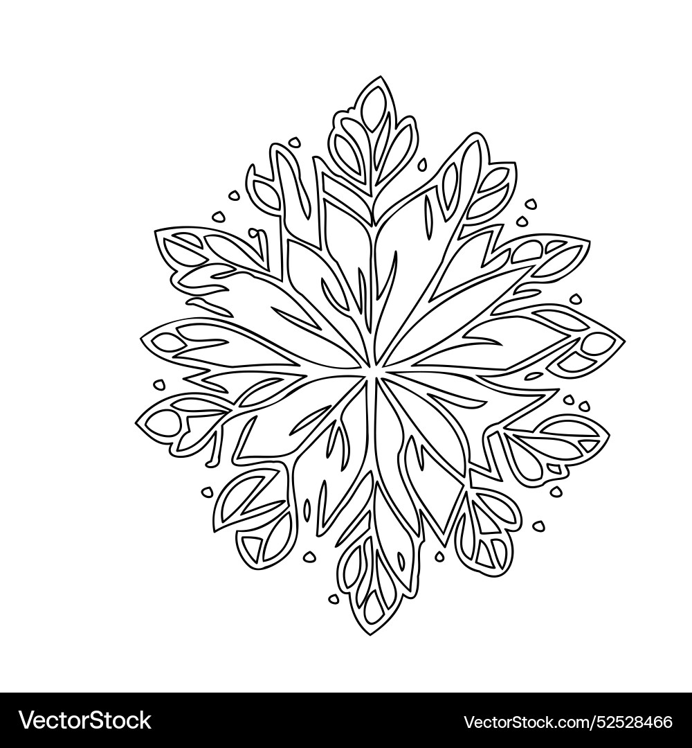 Snow flake outline sketch Royalty Free Vector Image