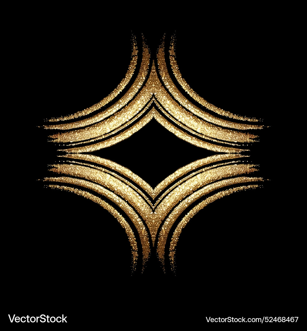 3d gold glittery luxury isolated rhombus frame Vector Image