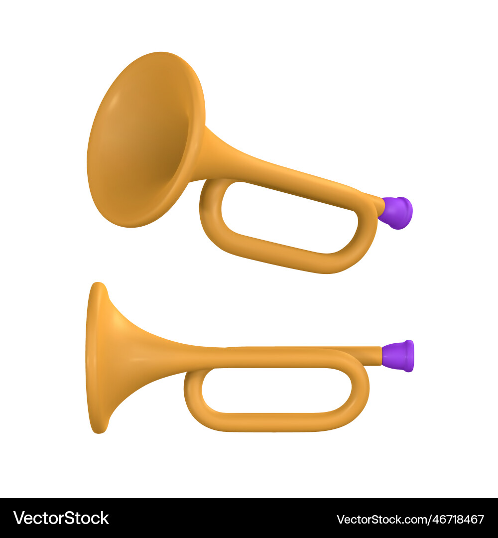3d realistic trumpet for music concept design Vector Image
