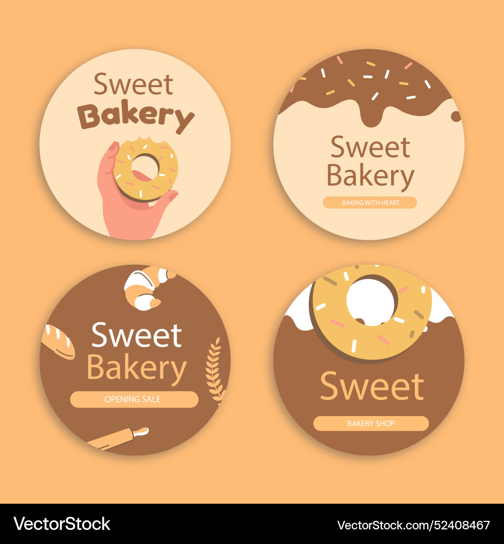 Bakery flat minimal labels and badges Royalty Free Vector