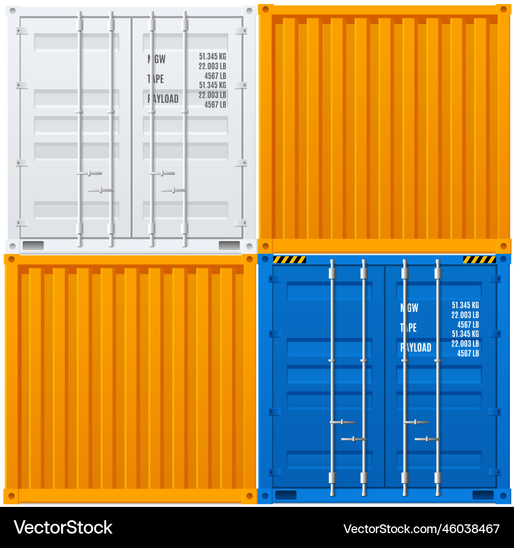 Realistic detailed 3d container banner background Vector Image