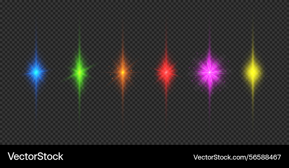 Set of multicolor light effects lens flares Vector Image