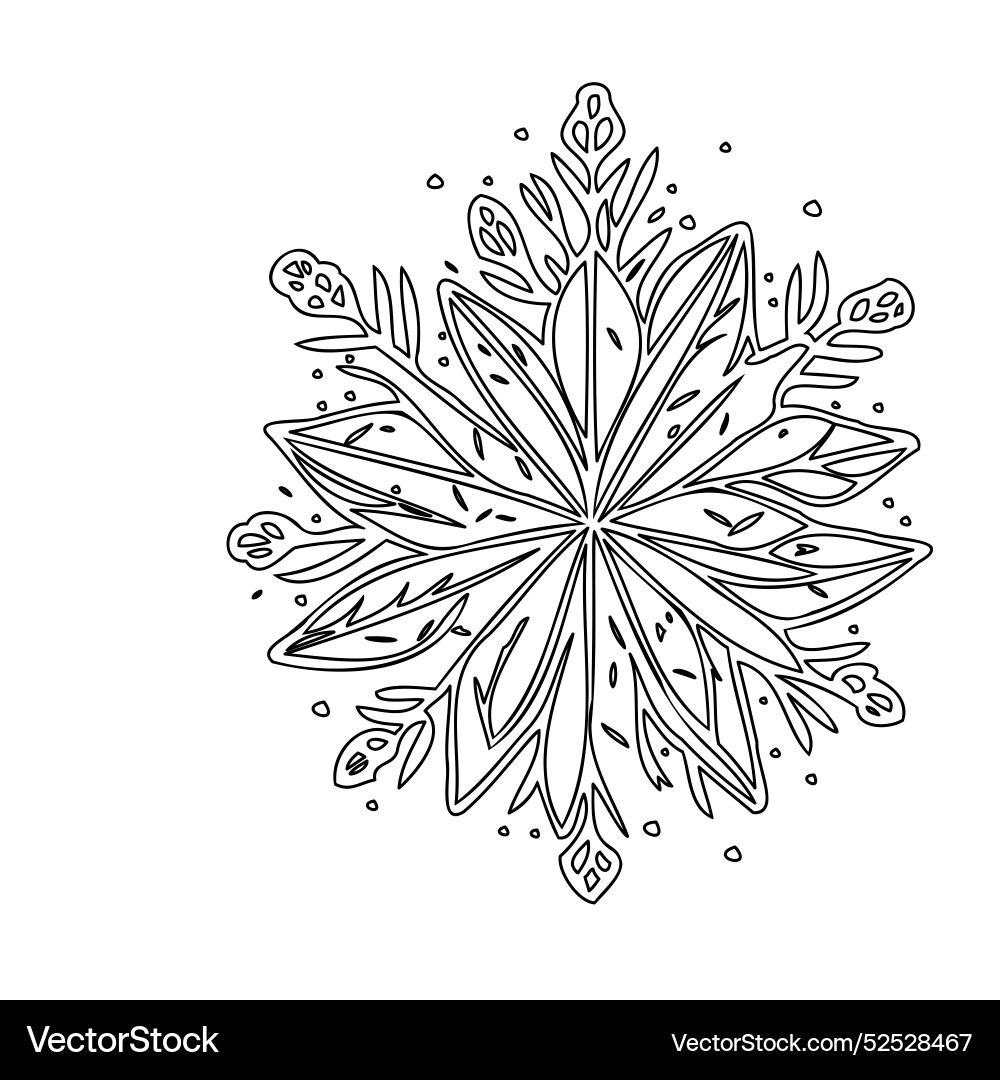 Snow flake outline sketch Royalty Free Vector Image