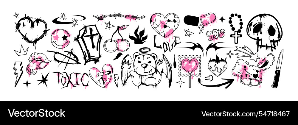 Spray paint graffiti inky bear smile face emoji Vector Image