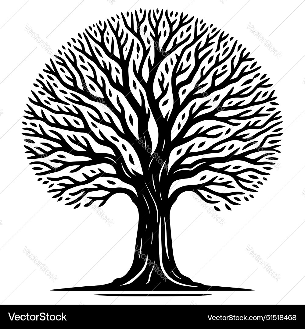 Beautiful round shaped tree silhouette Royalty Free Vector