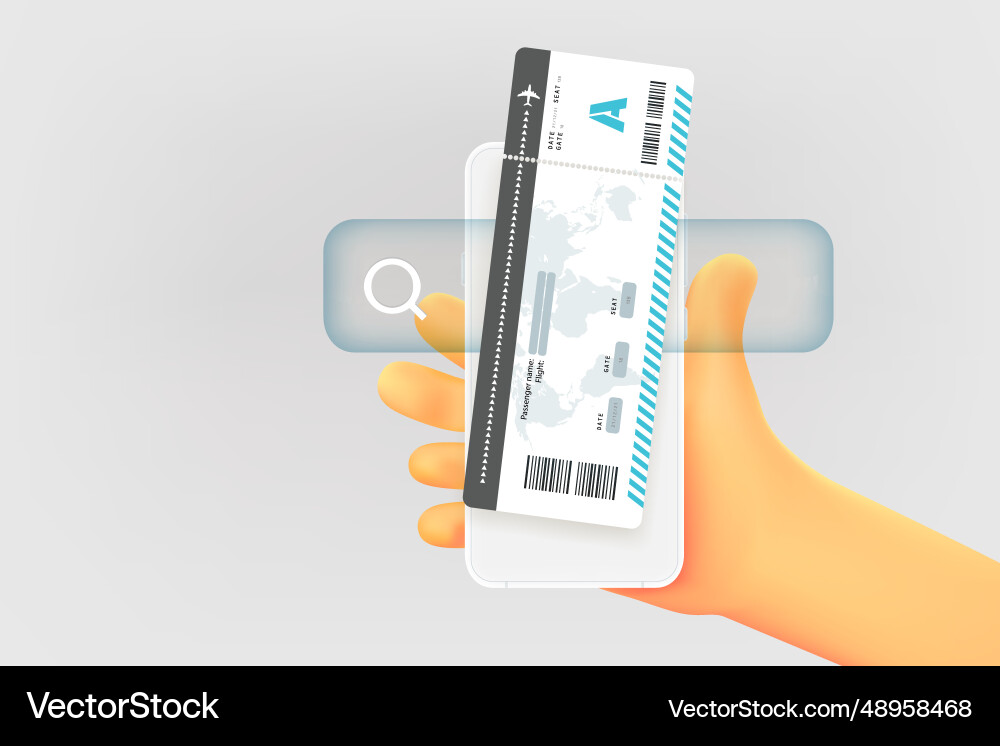 Man holding mobile phone and searching ticket Vector Image