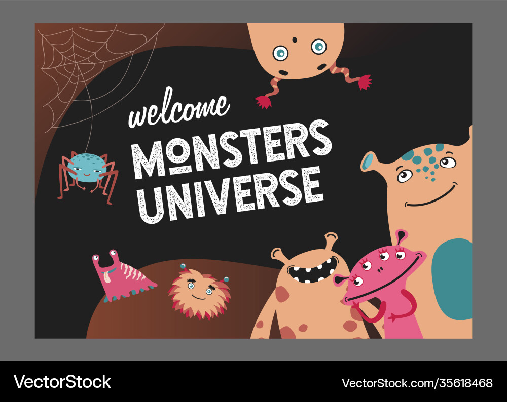 Monsters universe page cover design Royalty Free Vector