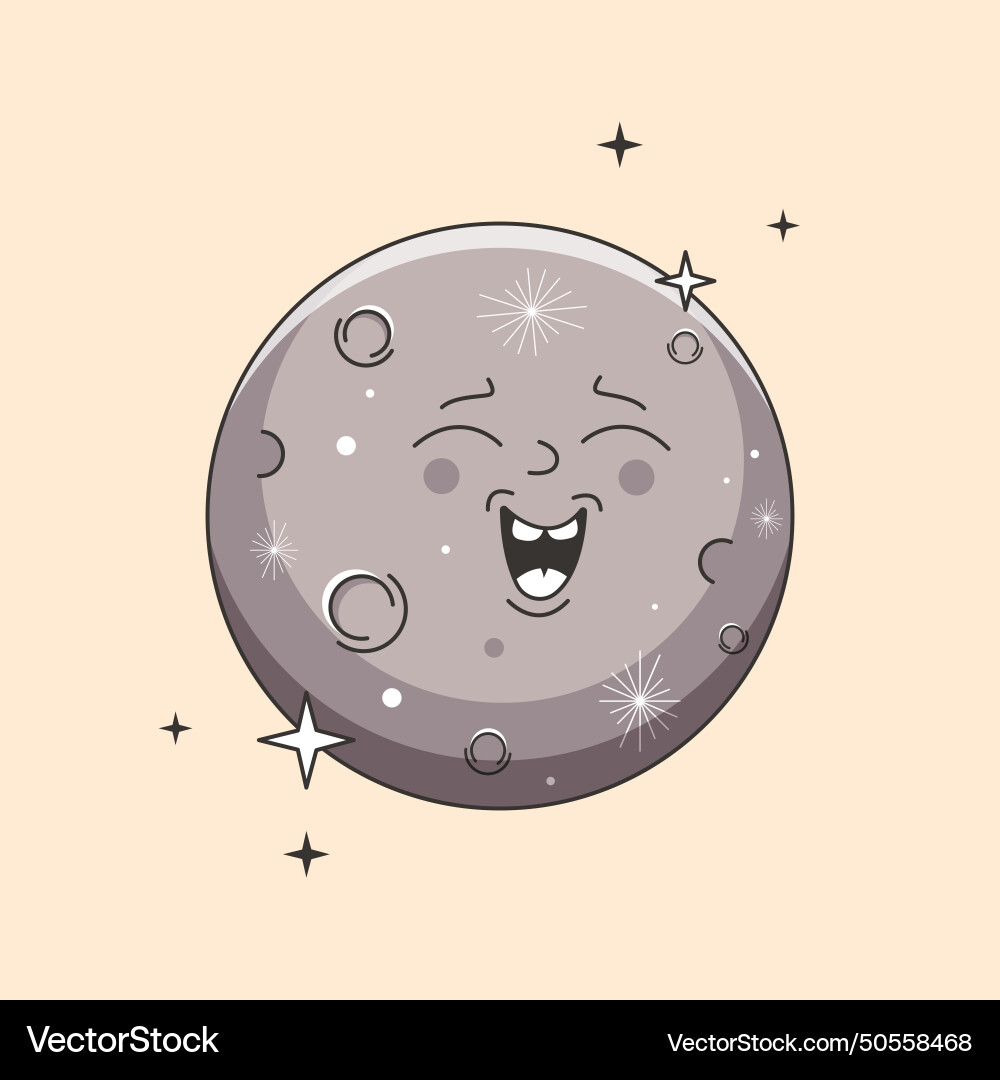 Planet mercury character in groovy style Vector Image